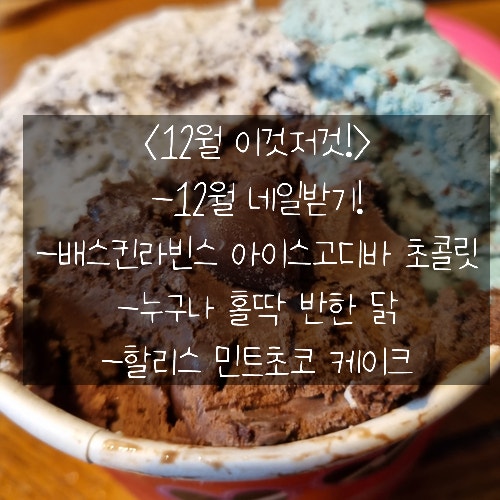 일상 12월 일상 차차네일 배스킨라빈스 아이스고디바초콜릿 누구나 홀딱 반한 닭 할리스민초케익 네이버 블로그