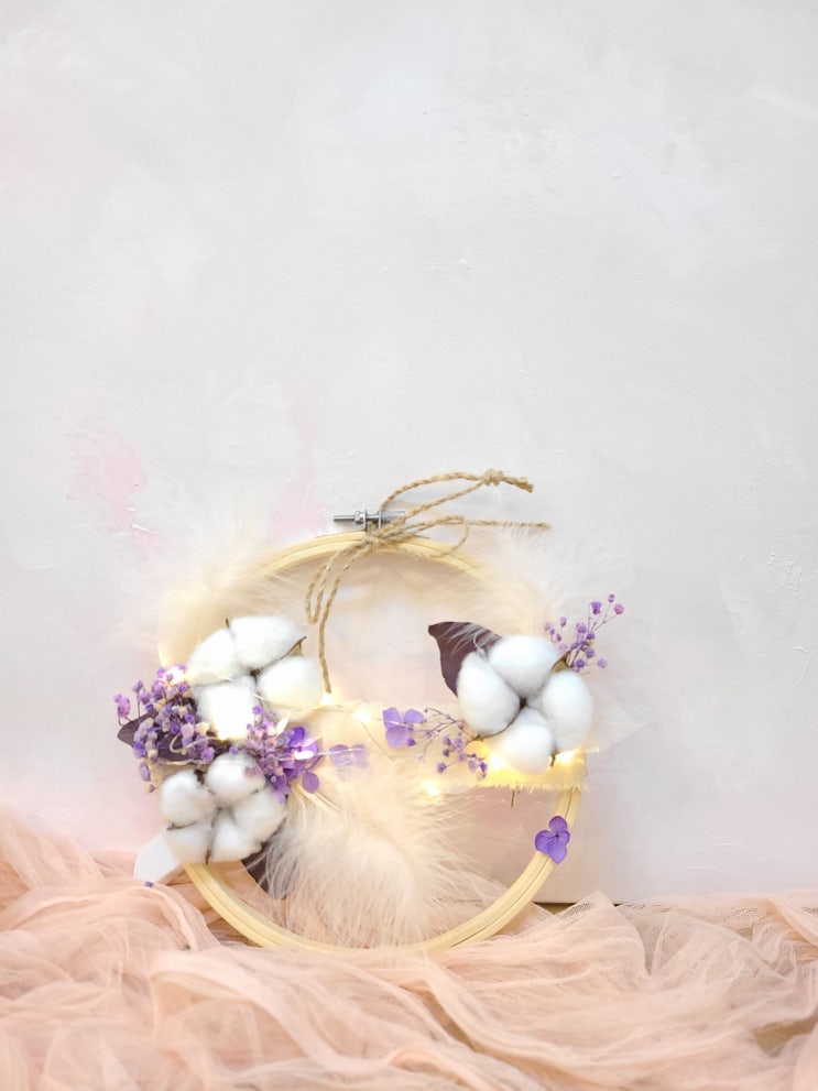 목화솜리스만들기 수틀을 이용한 리스만들기 원예키트 원예수업 화성수원오산안산원예키트배송 직원연수원예수업 겨울분위기리스