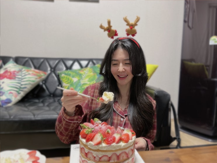 크리스마스파티 아망드슈가 안산 딸기 케이크 인생 케이크 Feat모찌이야기 던킨도넛 네이버 블로그