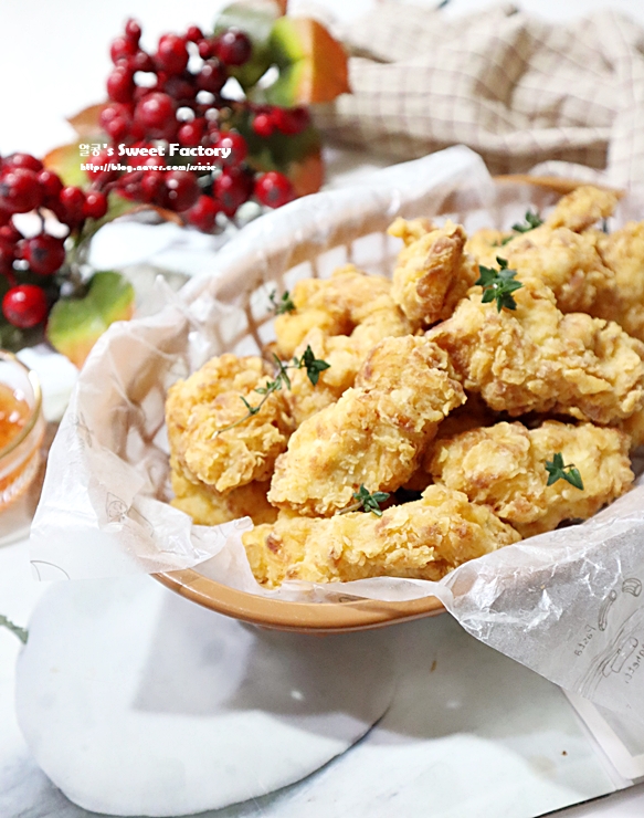 후라이드 치킨 만들기 순살치킨 집에서 닭튀김 닭안심 요리 : 네이버 블로그