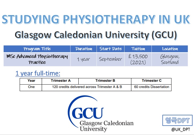 [국내 물리치료사편] Glasgow Caledonian University (GCU) 물리치료석사 1년 과정 영국 : 네이버 블로그