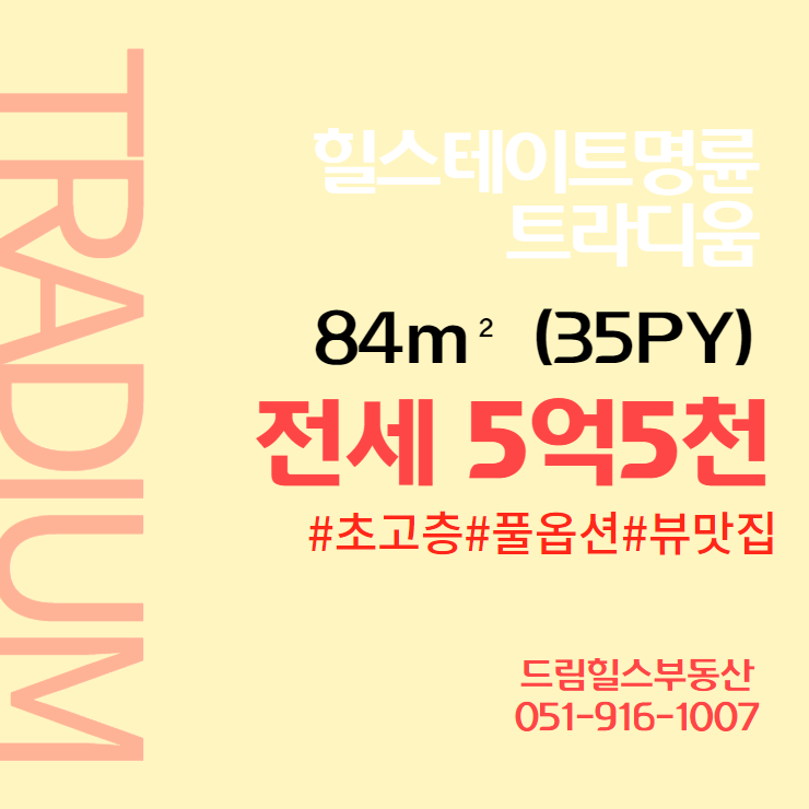 명륜힐스테이트2차(트라디움) 35py 전세 추천매물 5억5천 : 네이버 블로그