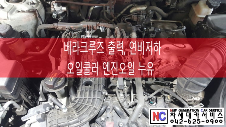 베라크루즈 출력 저하 And 연비저하 오일누유 정비 흡기매니폴더 스월 액츄에이터 가변밸브 고착 S2 엔진 고질병 오일쿨러 누유