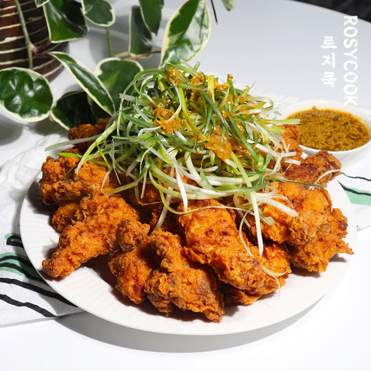 후라이드 치킨 만들기 닭염지 치킨튀김가루 튀기는법 파닭소스 만들기 네이버 블로그