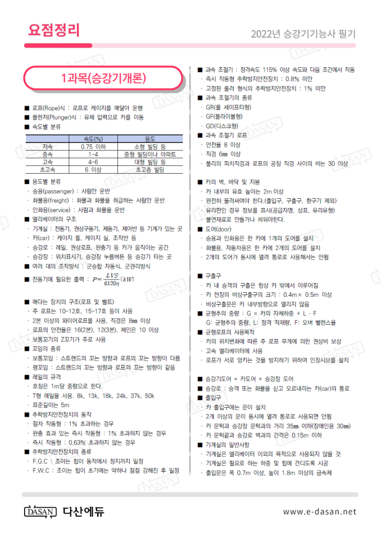 승강기기능사 필수자료 22년대비 승강기기능사필기 전과목요점정리 서둘러 무료로 다운로드 받으세요 네이버 블로그