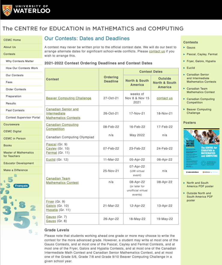 Euclid Contest 워터루대학교( Waterloo University) 수학 컨테스트 ,캐나다 Math and ...