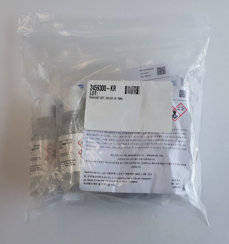 HACH 2459300-KR 실리카 LR 시약 분석 Heteropoly Blue Silica Reagent 농도 측정 키트 하크 ...