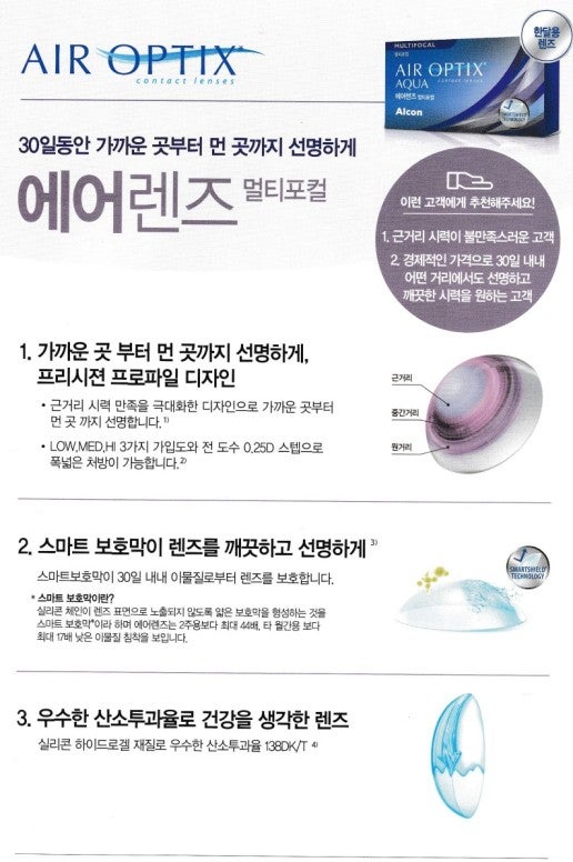 김해장유렌즈 안경연구소and렌즈스토리 알콘 에어옵틱스 멀티포컬 노안 렌즈 멀리 가까이 볼 수 있는 렌즈 다초점