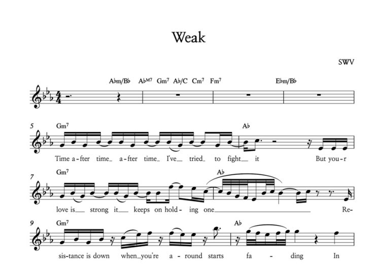 [입시곡 악보 예시] Weak - SWV : 네이버 블로그