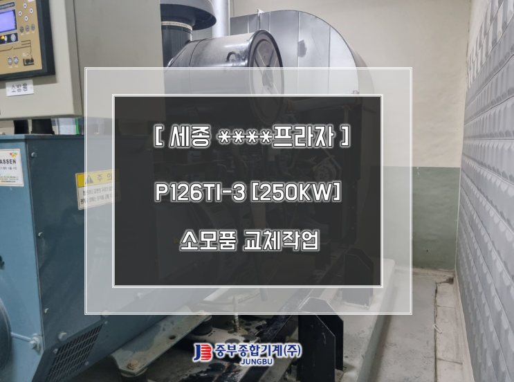 세종시에 위치한 ****프라자 건물에 설치된 두산 P126TI-3 엔진을 사용한 250KW / DSS-D250 비상발전기 소모품 ...