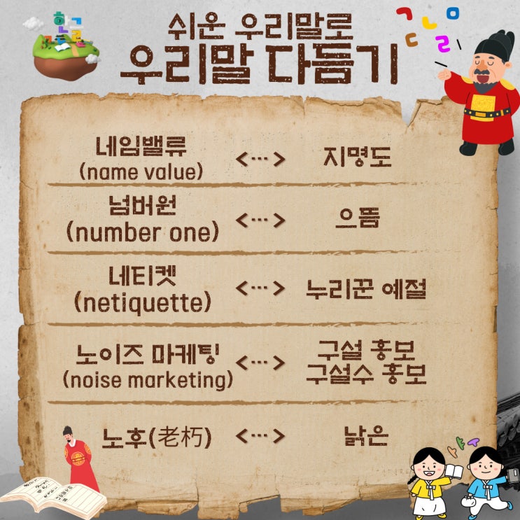 4월 18일 한글사랑 외래어 외국어 한자어를 쉬운 우리말로 다듬어서 사용해 보기 다듬은 말 네이버 블로그