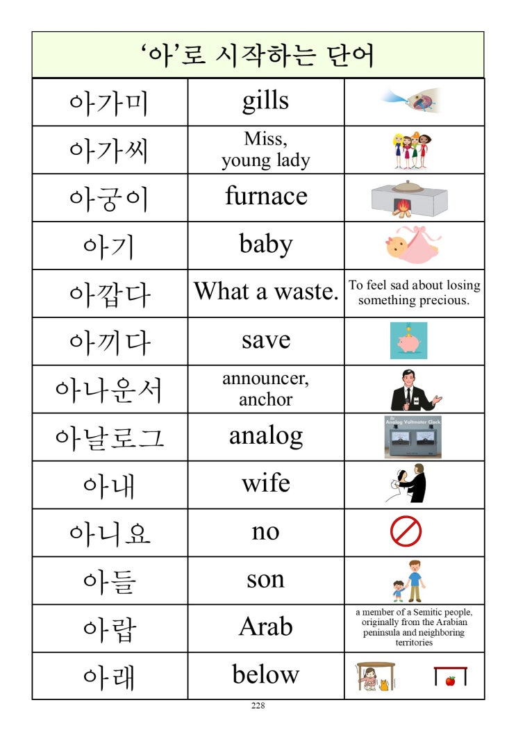 [한글 기초 사전] '아'로 시작하는 단어 모음 (Words collection of starting with '아 ...
