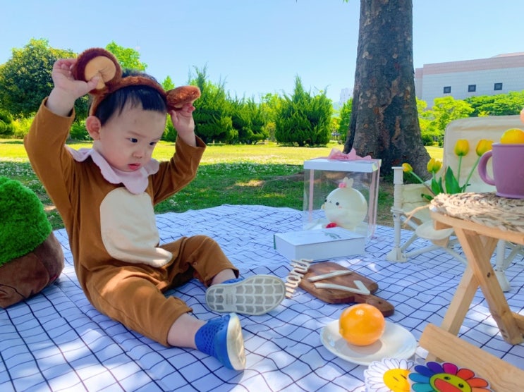 아기 셀프촬영 소풍나들이 경남창원 용지공원 가로수길 카페지안 감성피크닉대여 소품샵 네이버 블로그