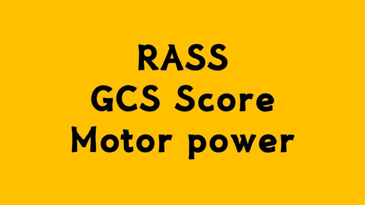 섬망 사정, RASS, Richmond agitation sedation scale, GCS Score, Motor power ...