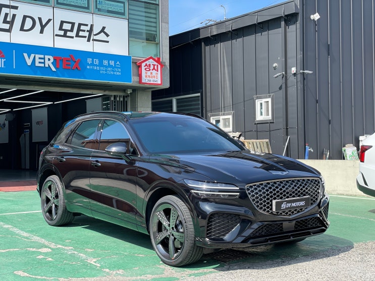 울산 제네시스 GV70 블랙바디에 레이니블루로 신차패키지를 더하다! (글라스틴트 레이니블루, 블랙박스 아이나비 QXD7000, 생활보호필름 PPF4종, 발란스9 유리막코팅 ...