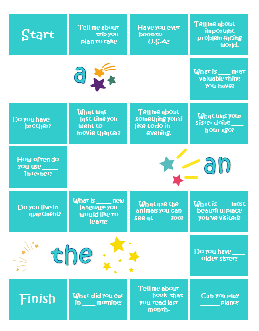 관사를 이해하도록 도와주는 Grammar Board Game Activity : 네이버 블로그