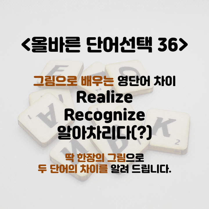 Realize VS Recognize : 깨닫다 (그림 한장으로 배우는 영단어 차이) : 네이버 블로그