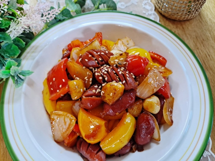 백종원 소시지 야채볶음 간단한 맥주안주 만들기 비엔나 소세지볶음 쏘세지 야채볶음 네이버 블로그