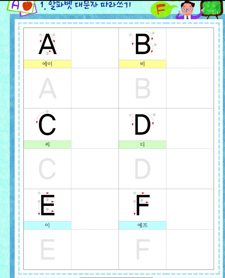 영어 알파벳 쓰는 순서 따라쓰기 : 네이버 블로그