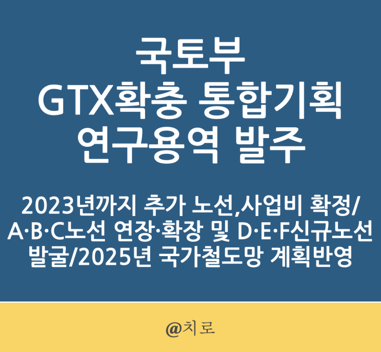 국토부 Gtx확충 통합기획 연구용역 발주 2023년까지 추가 노선사업비 확정a·b·c노선 연장·확장 및 D·e·f신규노선