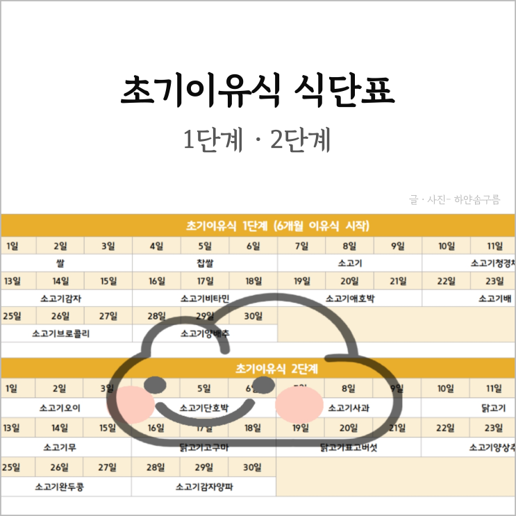 이유식 완모·완분·혼합수유 아기 초기이유식 식단표 1단계·2단계파일공유 네이버 블로그