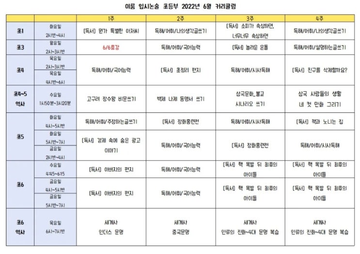 양산 이룸 논술 국어 6월 전학년 커리큘럼 And 등록 가능한 수업 안내 네이버 블로그