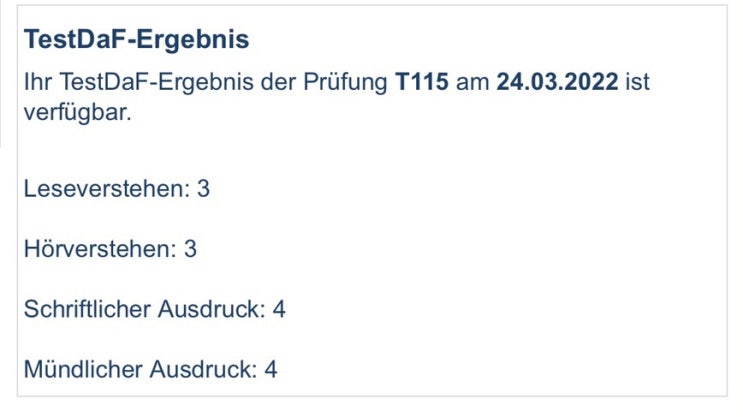 [Test DaF - Ergebnisse] 2022년 테스트 다프 성적표 모음 / 알레스 클라 독일어 공부방 : 네이버 블로그