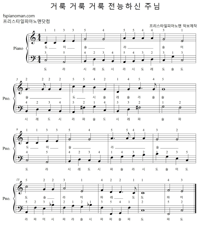 찬송가 8장ㅣ거룩 거룩 거룩 전능하신 주님 손가락번호계이름 치기 쉬운 피아노 악보 네이버 블로그