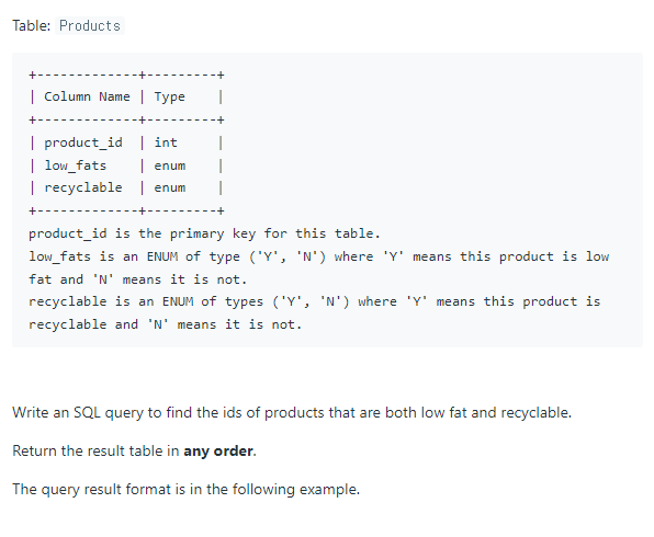 SQL 문제 2 - Recyclable and Low Fat Products LeetCode 1757 : 네이버 블로그