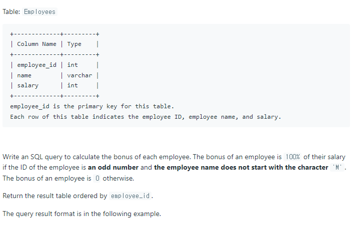 SQL 문제 8 - Calculate Special Bonus LeetCode 1873 : 네이버 블로그