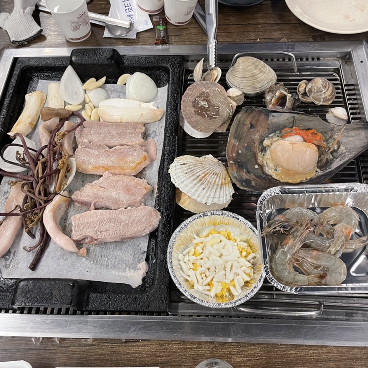 왕십리역 회식장소 추천 왕십리 조개창고 모듬 조개 삼겹살 항정살 닭고기까지 육해공 모두 무한리필로 먹을 수 있는곳 내돈내먹 후기