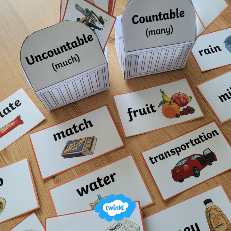 셀 수 있는 명사와 셀 수 없는 명사 구분 보물 상자(Countable and Uncountable Nouns Sorting ...