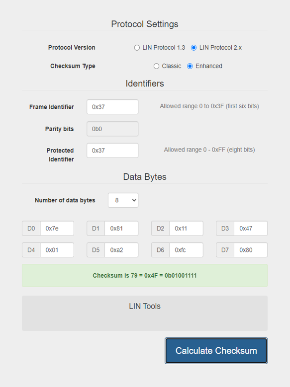 [LIN] Checksum 계산기 사이트 : 네이버 블로그