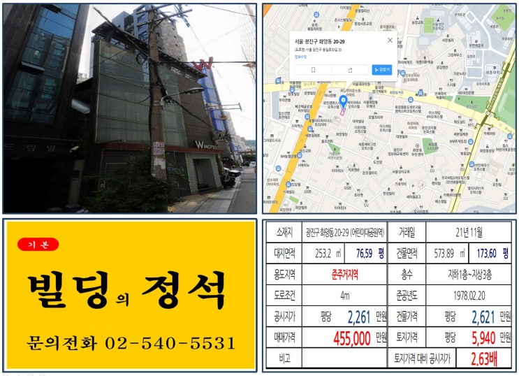 광진구 화양사거리 준주거지역 40억 빌딩 실거래가 조회 화양동 20 29 어린이대공원역 45억 5000만 원 평당