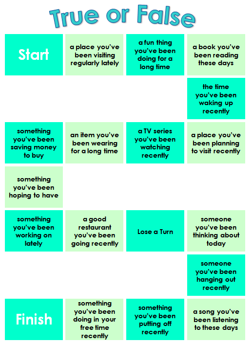 현재완료진행 시제를 이용해서 말하는 True or False Board Game Activity : 네이버 블로그