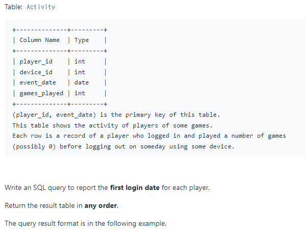 SQL 문제 26 - Game Play Analysis I LeetCode 511 : 네이버 블로그