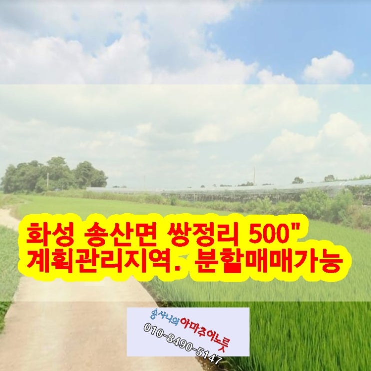 화성시 송산면 쌍정리 계획관리지역 500"매매(150" 분할매매도 가능) : 네이버 블로그