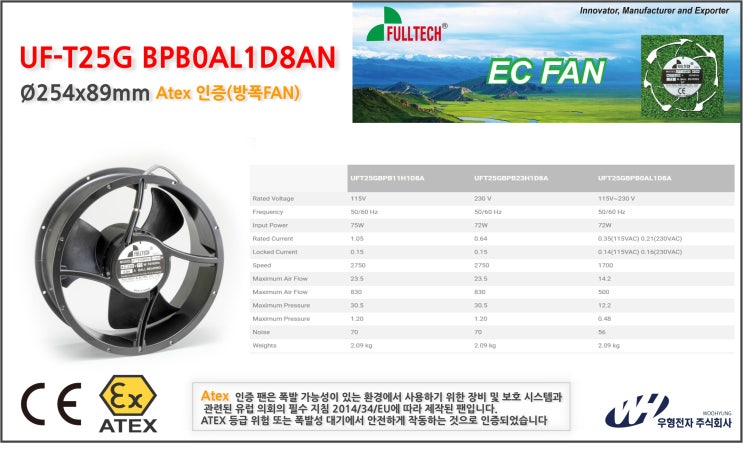 FULLTECH UFT25GBPB / ATEX FAN / EC FAN / 방폭팬 / 방폭인증모터 / 방폭터보팬 / 풀텍 / EC ...