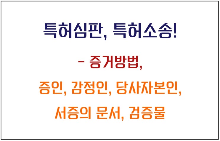 특허심판 특허소송 증거방법 증인 감정인 당사자본인 서증의 문서 검증물 네이버 블로그