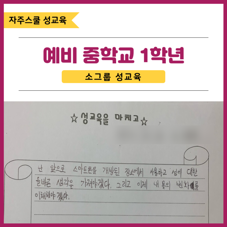 자주스쿨 소그룹 성교육 종로구 예비 중학교 1학년 사춘기 교육 성교육강사 네이버 블로그