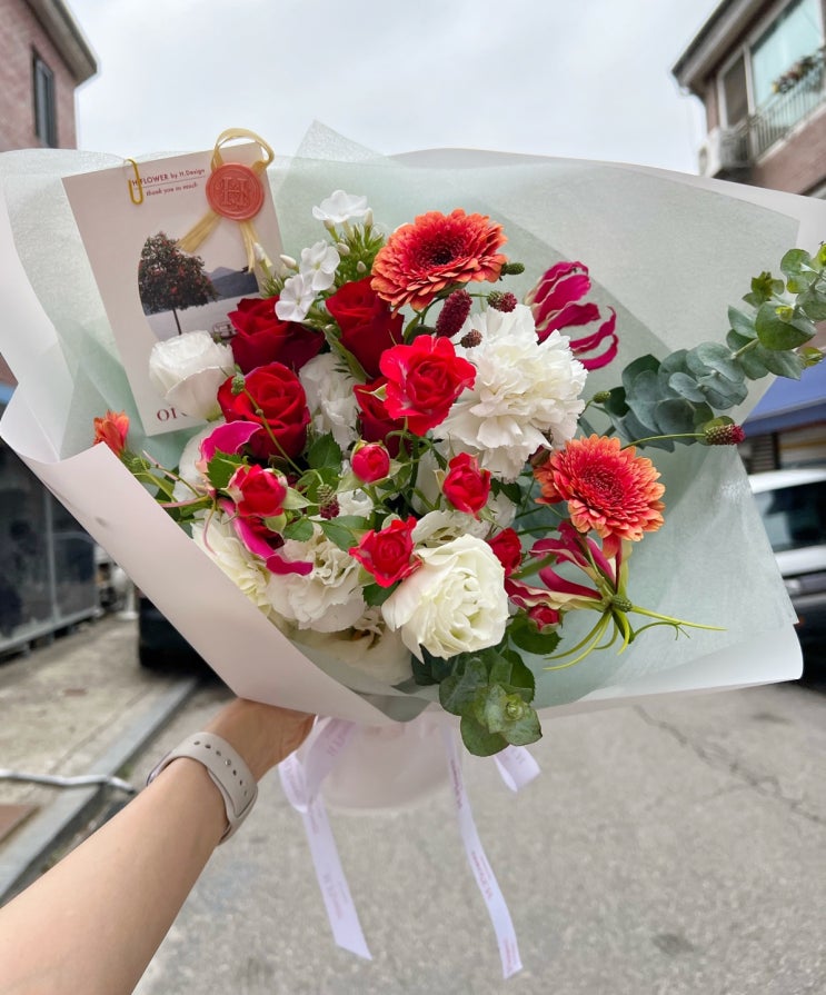에이치플라워 꽃다발 빨간장미 빨간꽃 정자역 수내역 꽃배달 꽃바구니 네이버 블로그