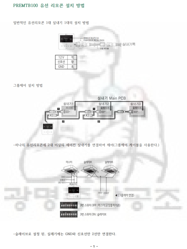 LG 유선리모콘(인공지능) PREMTB100 설치방법(그룹제어제어 및 코드표) : 네이버 블로그