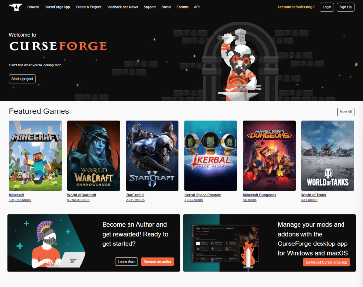 1. CurseForge Site : 네이버 블로그