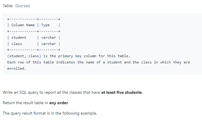 SQL 문제 33 - Classes More Than 5 Students LeetCode 596 : 네이버 블로그