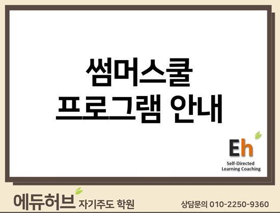에듀허브 입시컨설팅 썸머스쿨 여름방학 특별 관리 프로그램 대구 수성구 범어동 네이버 블로그