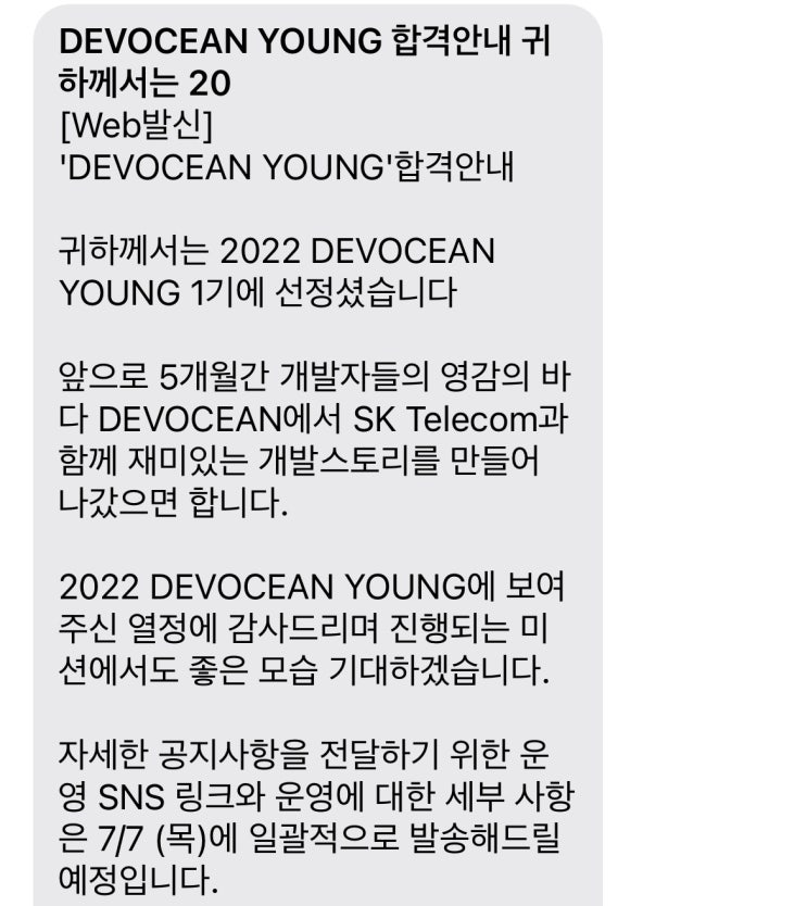 [SKT DEVOCEAN YOUNG 1기] 합격 후기 : 네이버 블로그