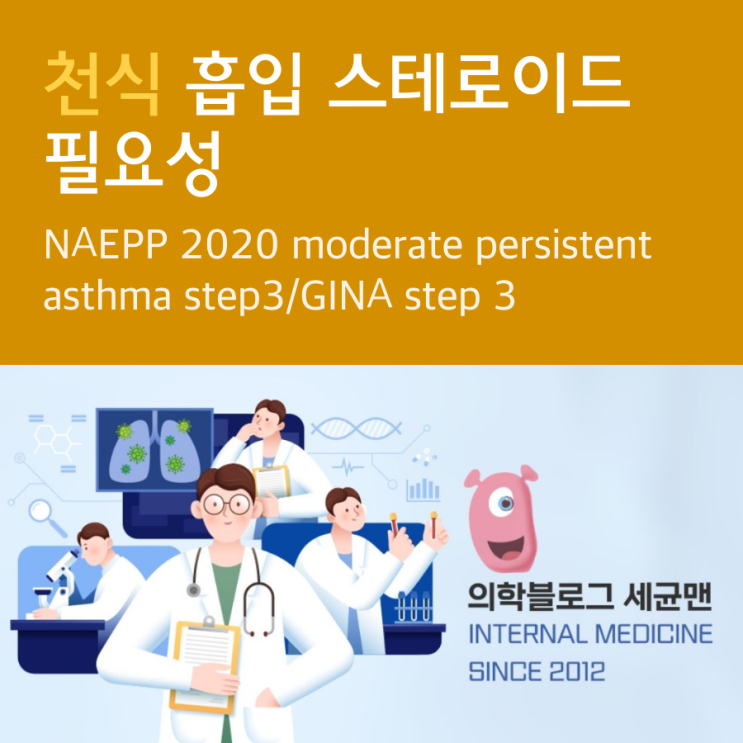 「문정역내과」 천식, 흡입 스테로이드 천식, 흡입 스테로이드 필요성 (GINA step 3, NAEPP 2020 moderate ...