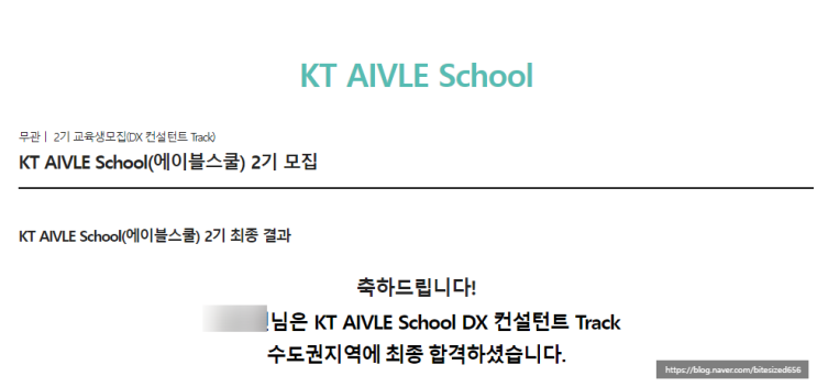 [KT AIVLE 합격] DX트랙 2기 합격 : 네이버 블로그