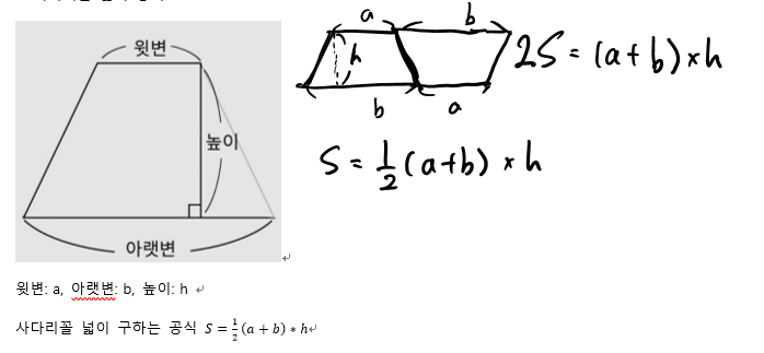 사다리꼴, 평행사변형 넓이 공식 쉽게 이해하기 : 네이버 블로그