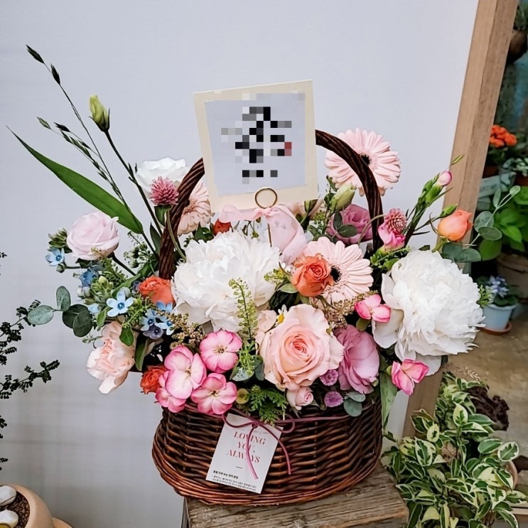 검단꽃집 작약꽃바구니 축하꽃바구니아내생일장모님께꽃바구니서프라이즈검단사거리꽃집인천서구꽃배달 네이버 블로그